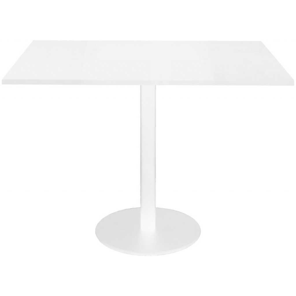 Square Flat Disc Base Table in White Powder Coat Finish 900mm W x 900mm ...