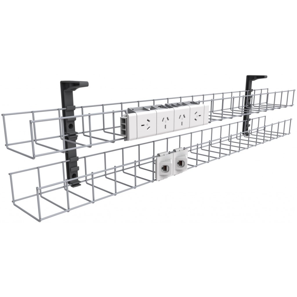 1 x Dual Tier Cable Basket – 1250mm W 1 x Dual Auto Switched Power ...