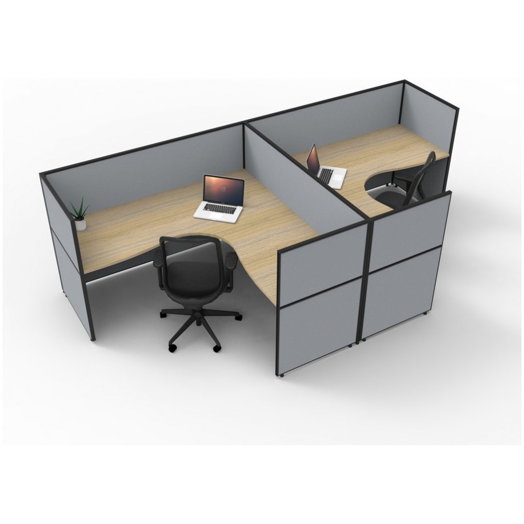 SHUSH30 Corner Workstations – 2 Person ‘T’ Configuration – Screen Hung ...