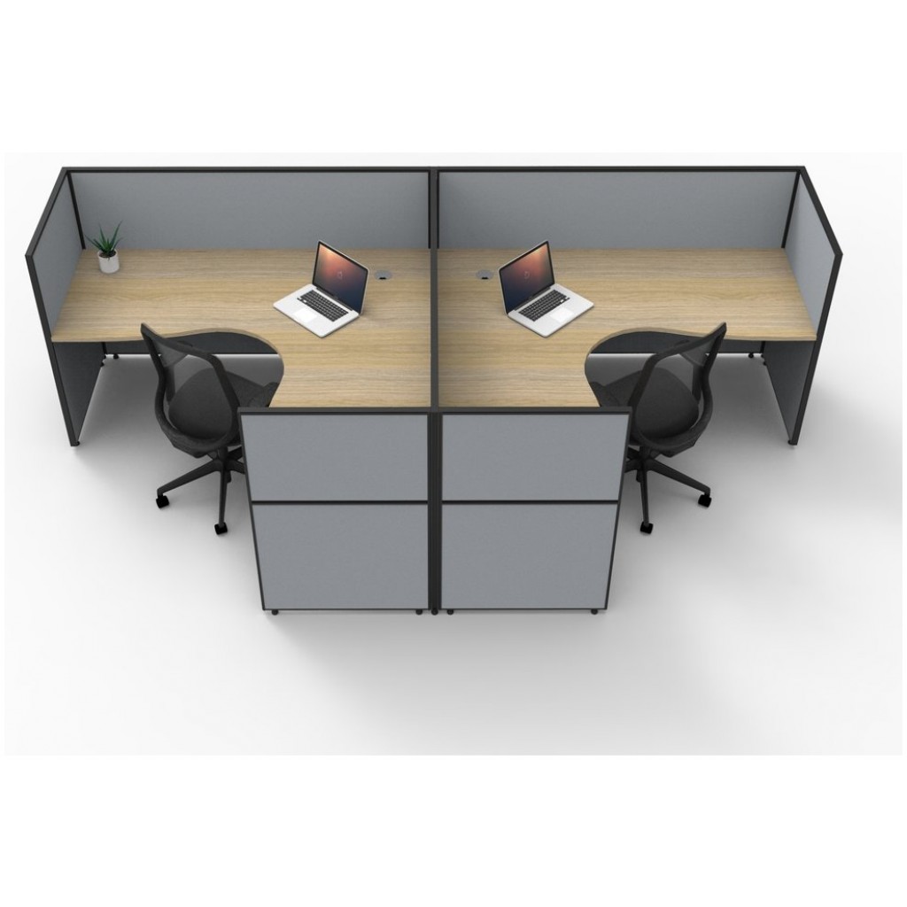 SHUSH30 Corner Workstations – 2 Person ‘T’ Configuration – Screen Hung ...