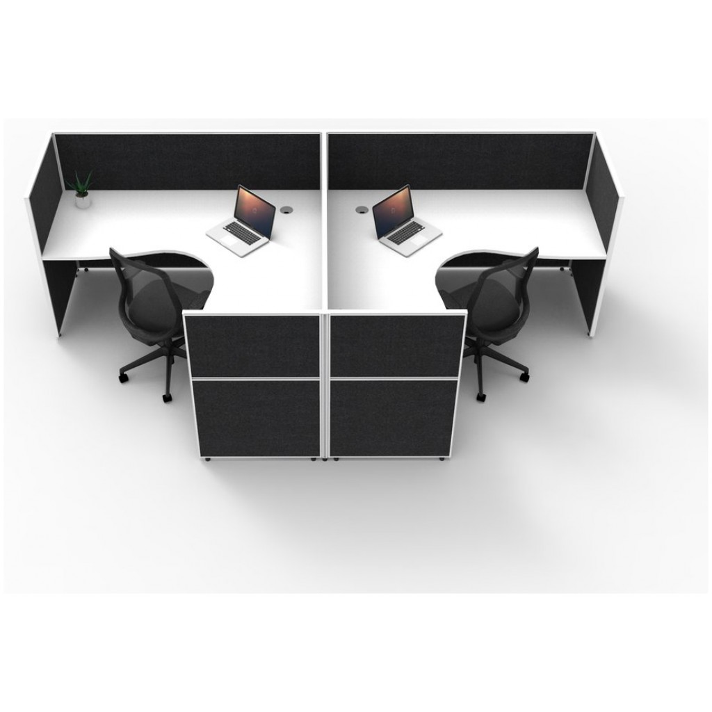 SHUSH30 Corner Workstations – 2 Person ‘T’ Configuration – Screen Hung ...