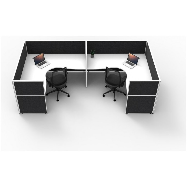 SHUSH30 Corner Workstations – 2 Person ‘U’ Configuration – Screen Hung ...