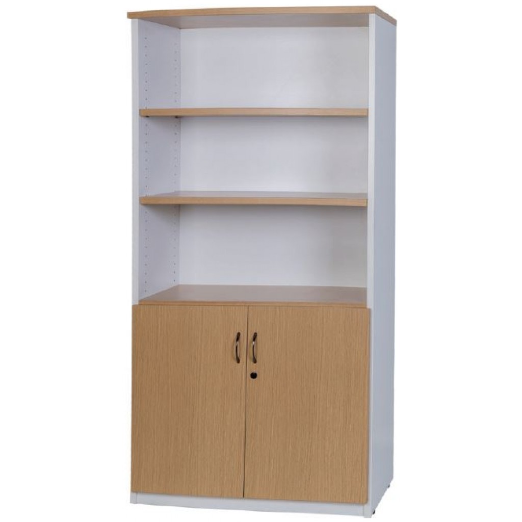 Oak Over White Half Door Stationery Cupboard | HD – Q Office Furniture ...