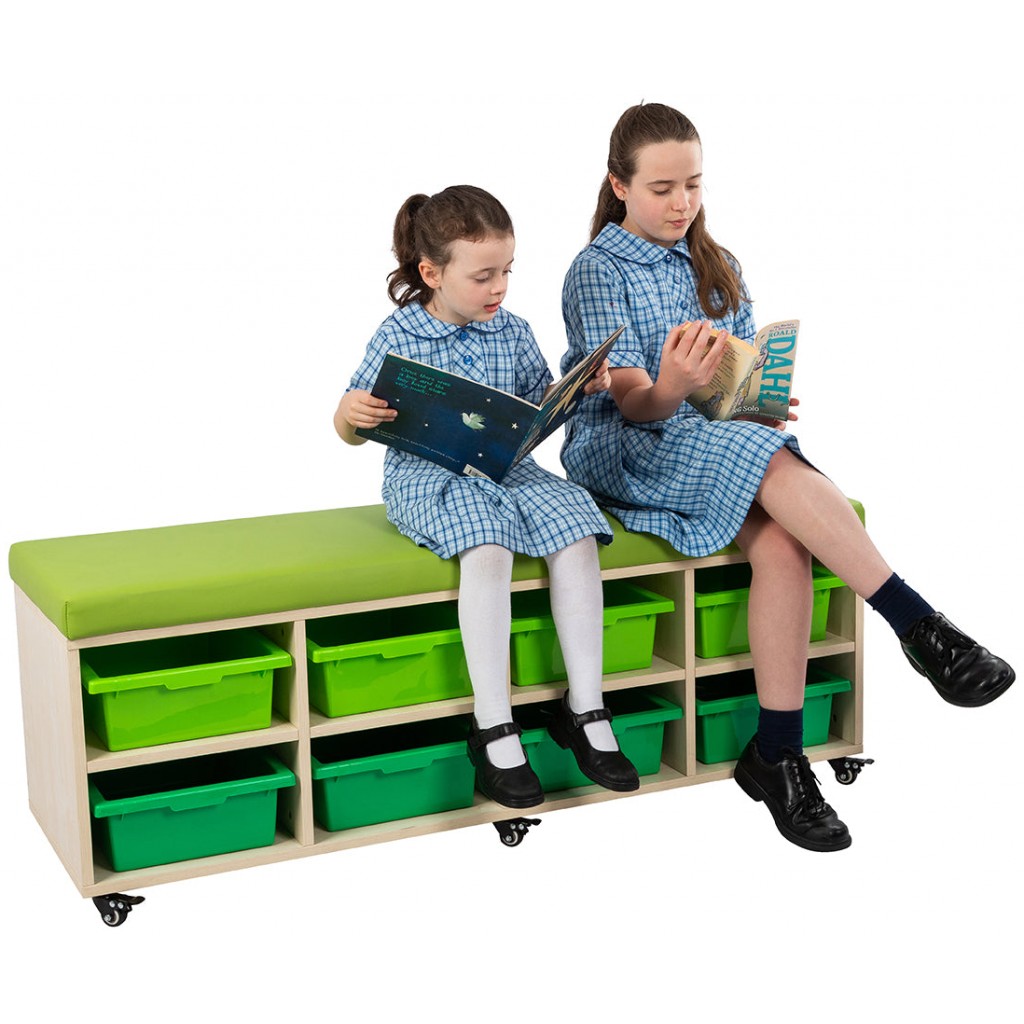 8 Bay Mobile Storage Trolley With Seat – Q Office Furniture Orange ...